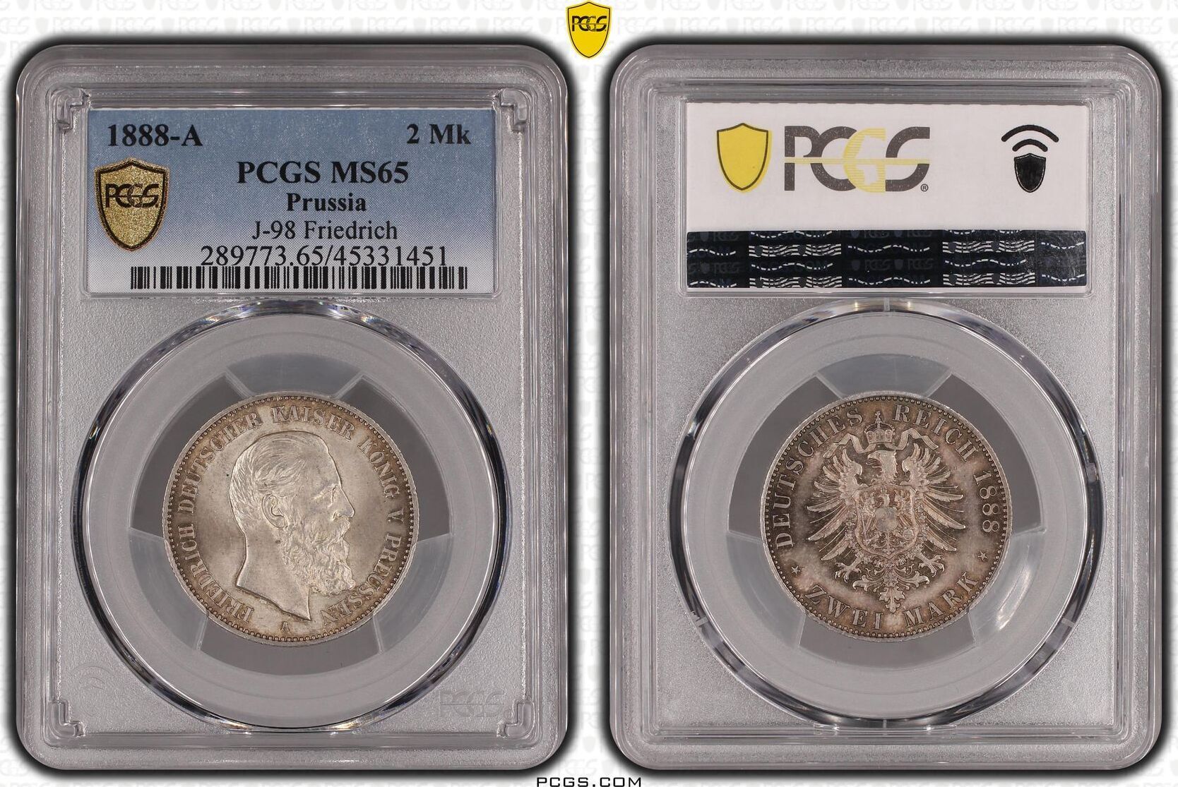 Prussia 1888-A 2 Mark Preussen 1888 99 Tage Kaiser PCGS MS65 ...
