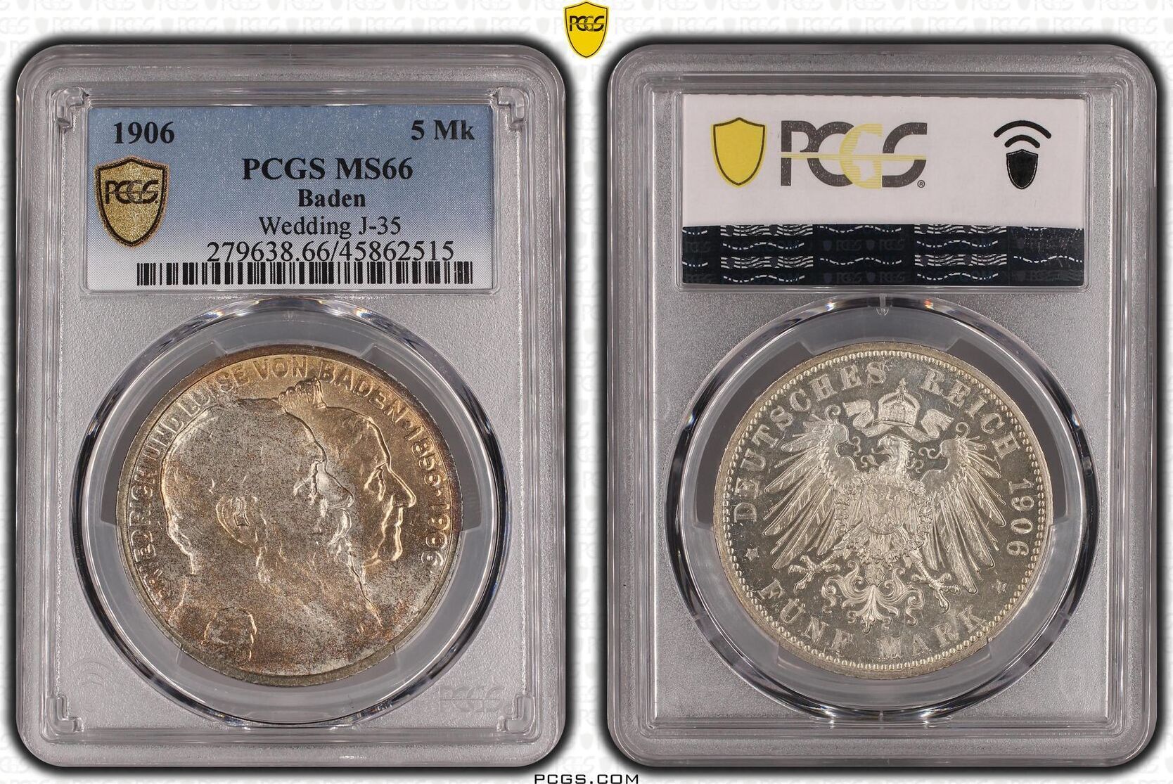 5 Mark Baden 1906 goldenen Hochzeit PCGS MS66 | MA-Shops