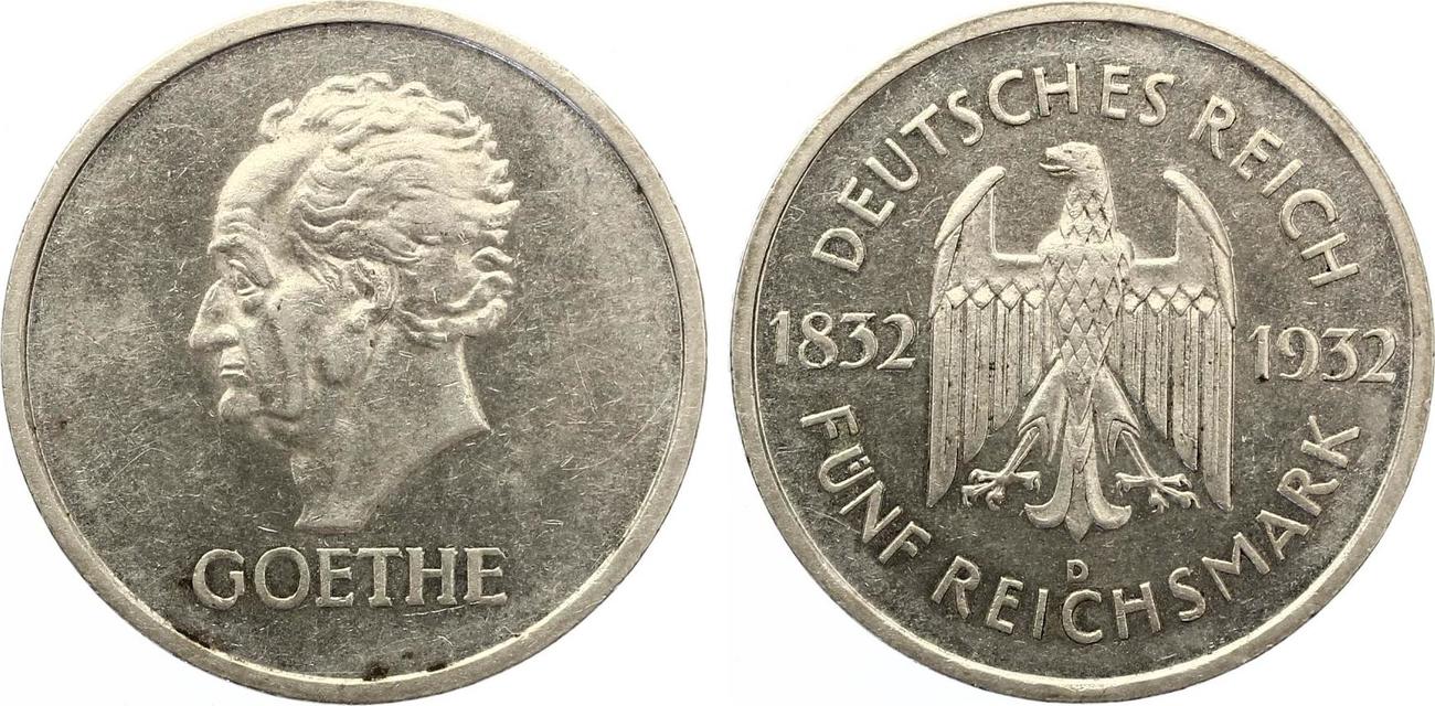 5 Mark Goethe 1932 D Jaeger 351 vz | MA-Shops