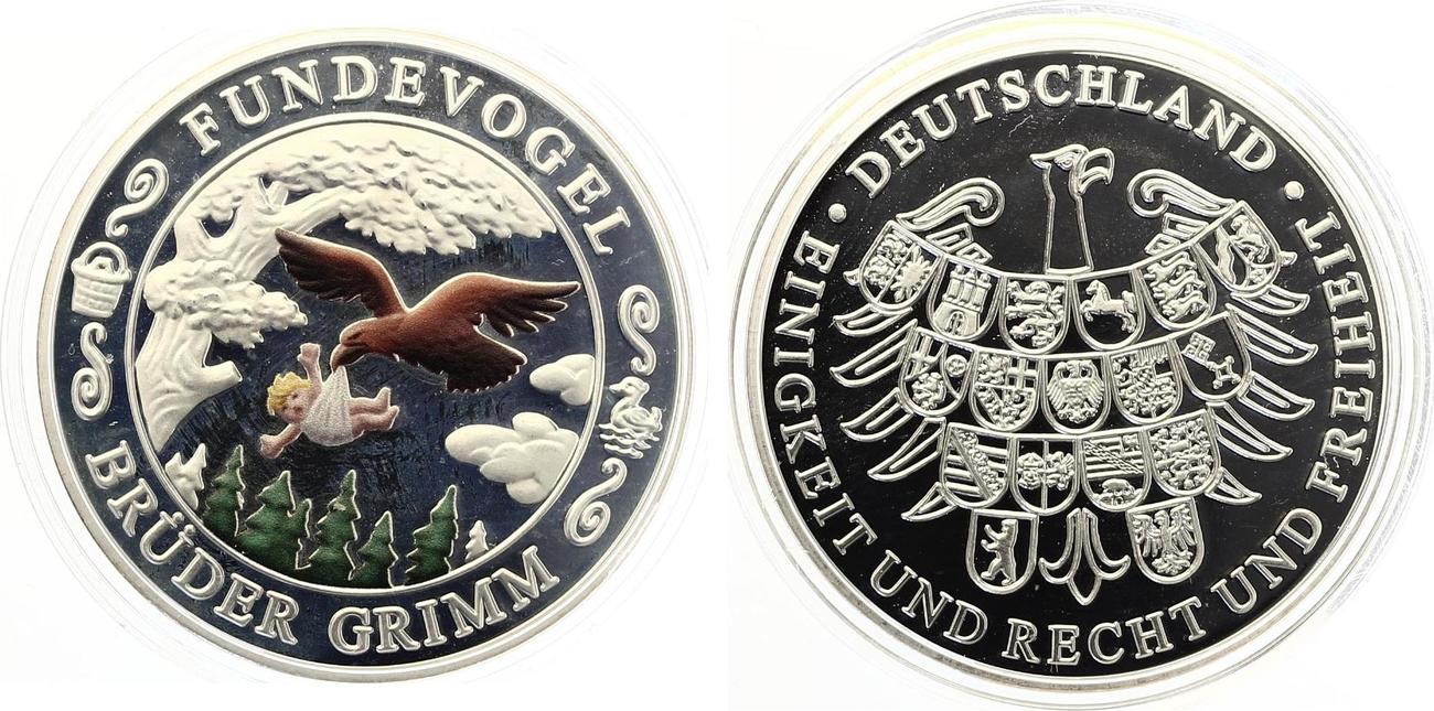 Medaille Silber 333 Fundevogel Märchen Grimm PP - farbig | MA-Shops