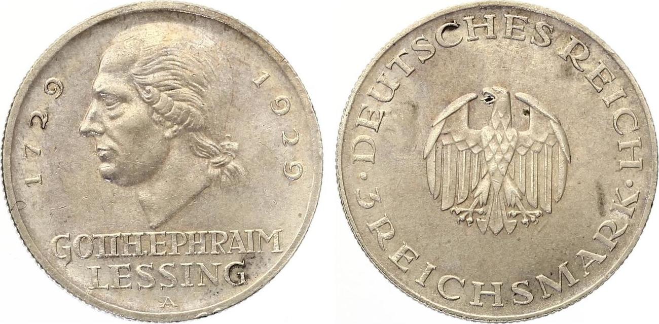 1929 A 3 Mark Lessing vz-st feine Tönung | MA-Shops