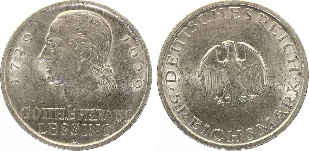 1929 A 5 Mark Lessing vz-st | MA-Shops