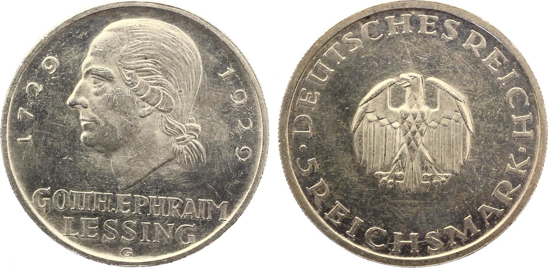 1929 G 5 Mark Lessing gutes vz selten | MA-Shops
