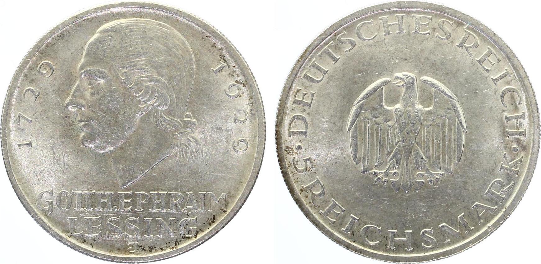 1929 J 5 Mark Lessing nahezu Stempelglanz Top | MA-Shops