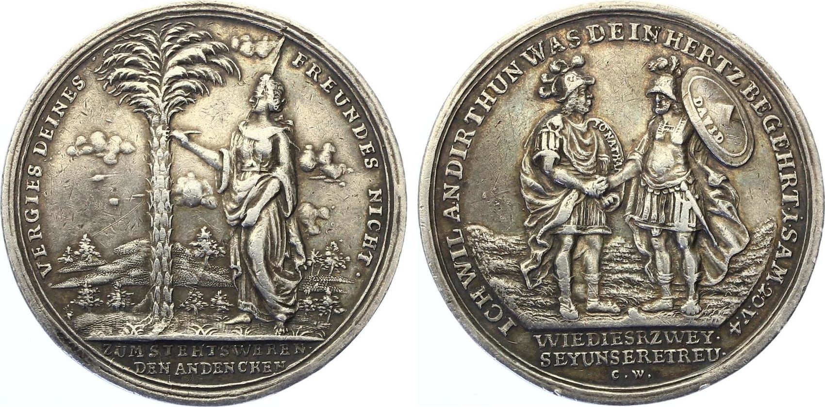 o.j Medaille Chrisitan Wermuth Freundschaft David und Jonathan Silber ...