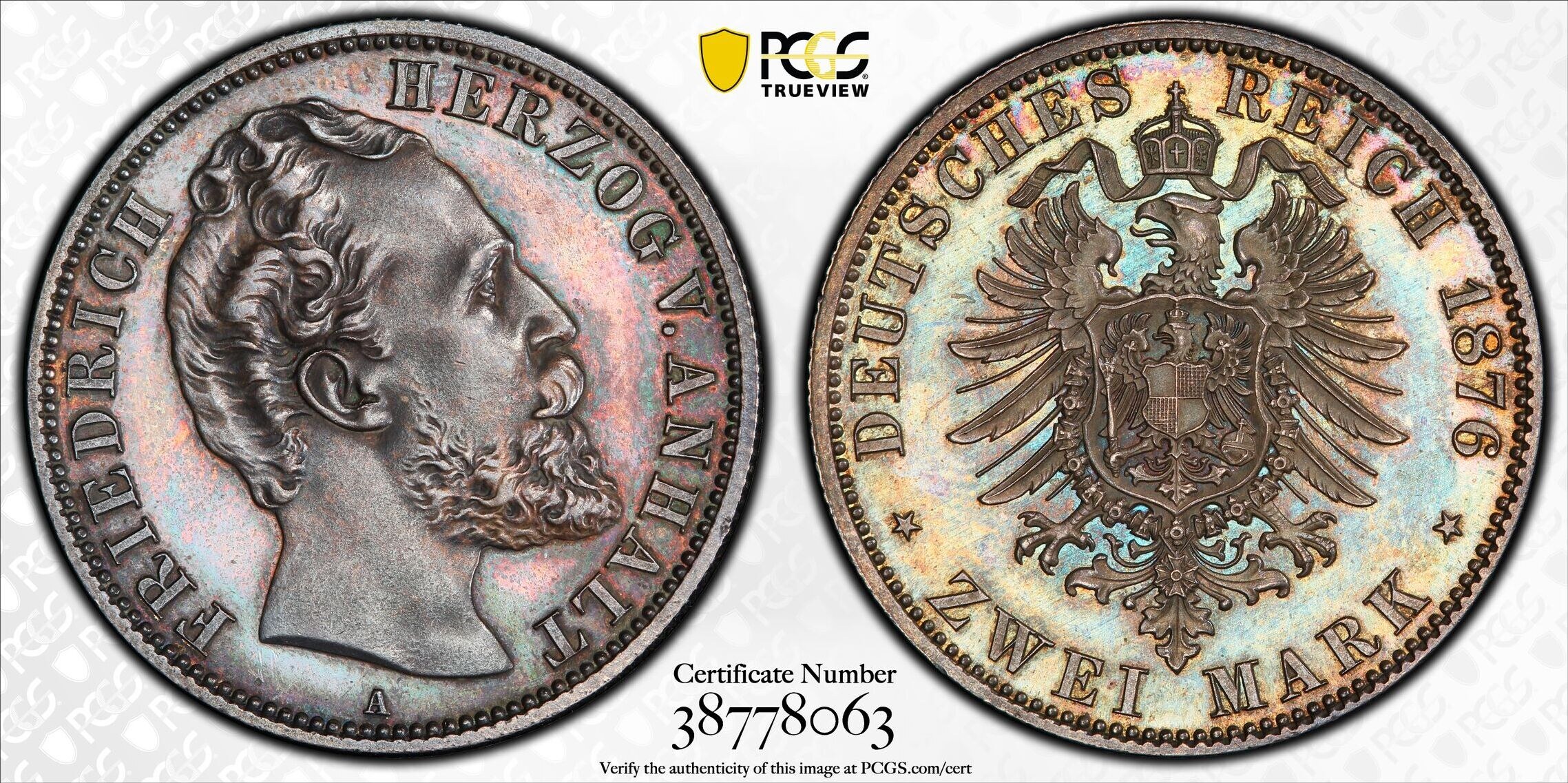 Anhalt-Dessau 1876-A 2 Mark Anhalt 1876 Friedrich Jaeger 19 PCGS PR64 ...