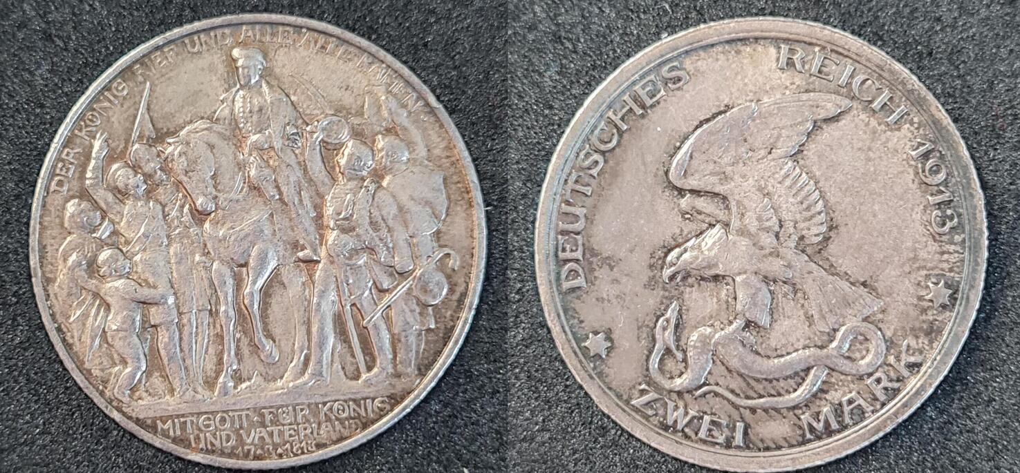 1913 2 Mark Befreiungskriege vz-st | MA-Shops