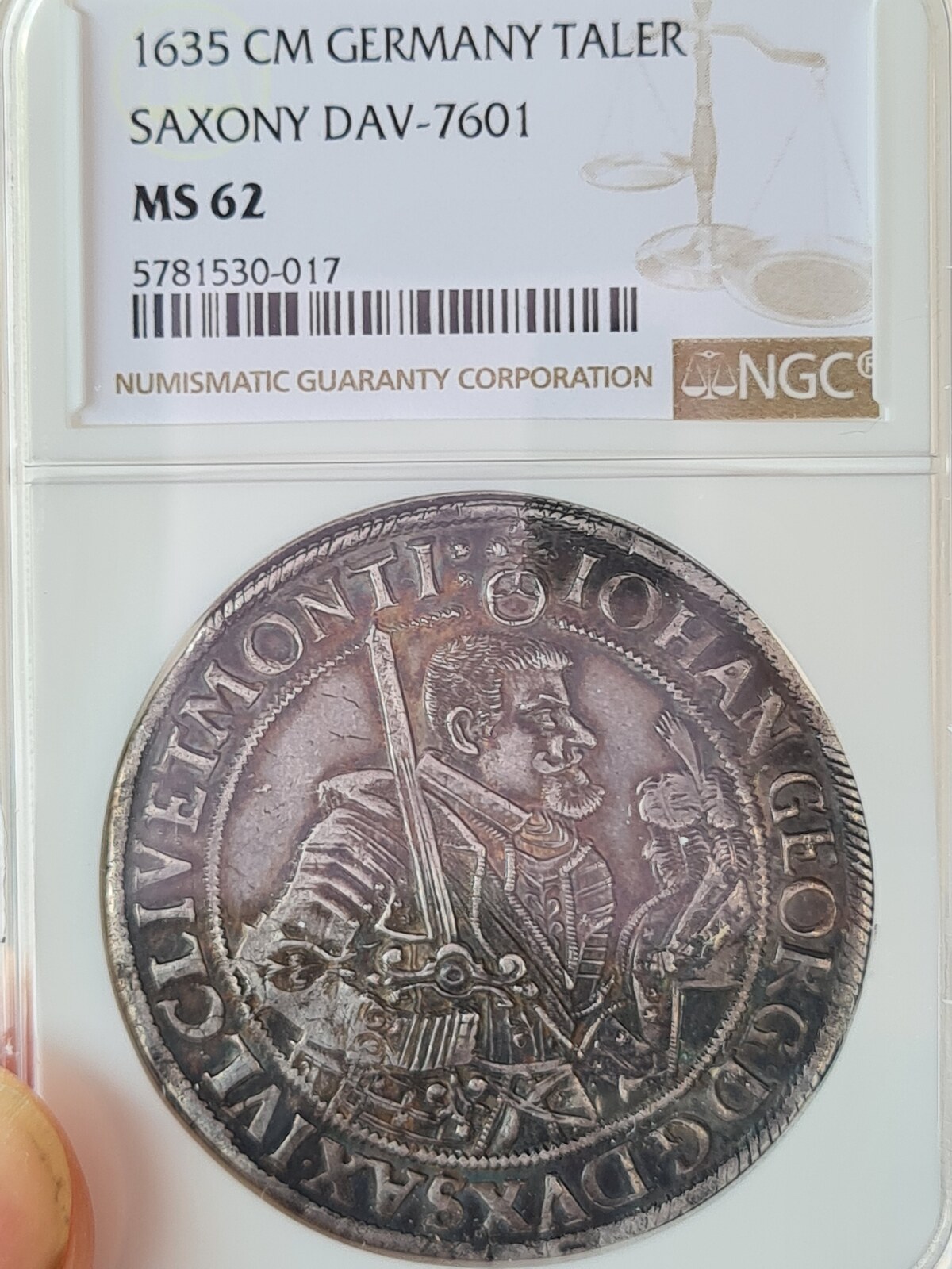 Sachsen Albertiner Taler 1635 CM Johann Georg I NGC MS62 vz-st tolle ...