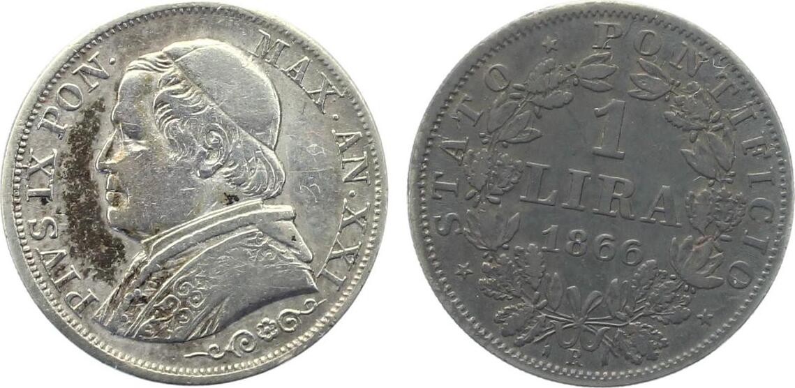 Vatikan 1 Lira 1866 R Pius IX. (1846-1878) ss | MA-Shops