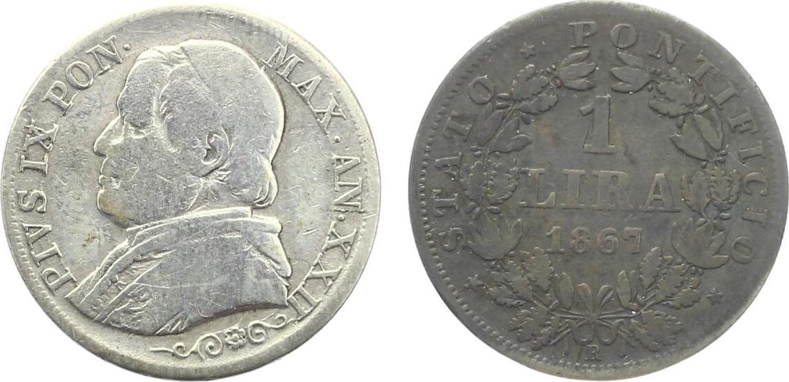 1866 Vatikan 1 Lira 1867 R Pius IX. (1846-1878) f.ss | MA-Shops