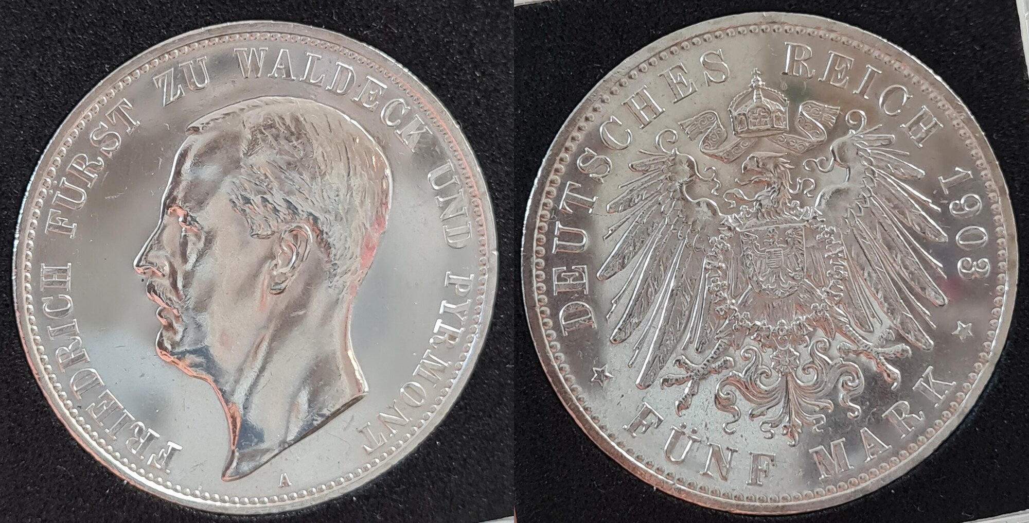 5 Mark Waldeck und Pyrmont 1903 Friedrich Jaeger 171 vz-st leicht ...