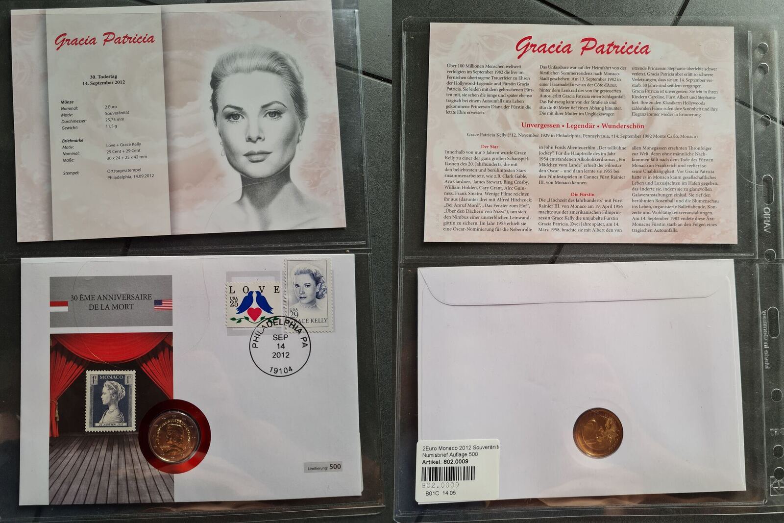 2012 Numisbrief Monaco Grace Kelly Gracia Patricia 2 Euro Lucien ...