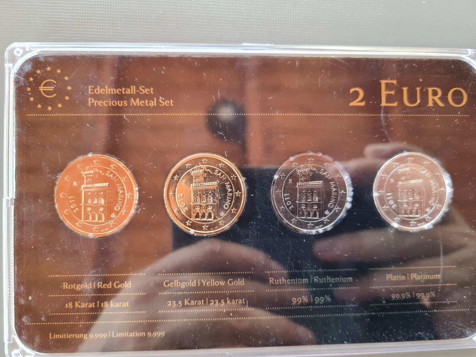 2011 2012 4 x 2 Euro San Marino 2011/2012 Edelmetall Set Precious Metal ...