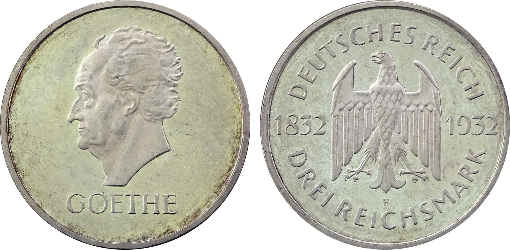 1932 F 3 Mark Goethe pp leichte Kratzerchen | MA-Shops