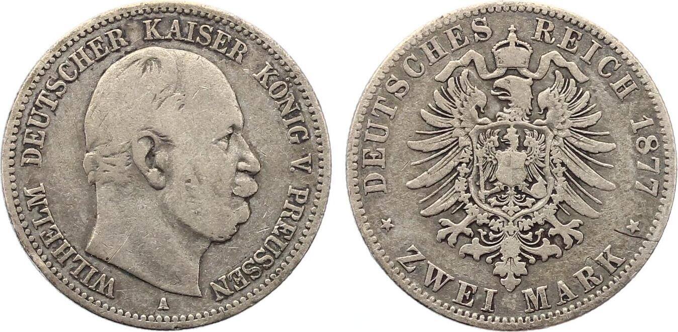 1877 A 2 Mark Preussen Wilhelm I s-ss | MA-Shops