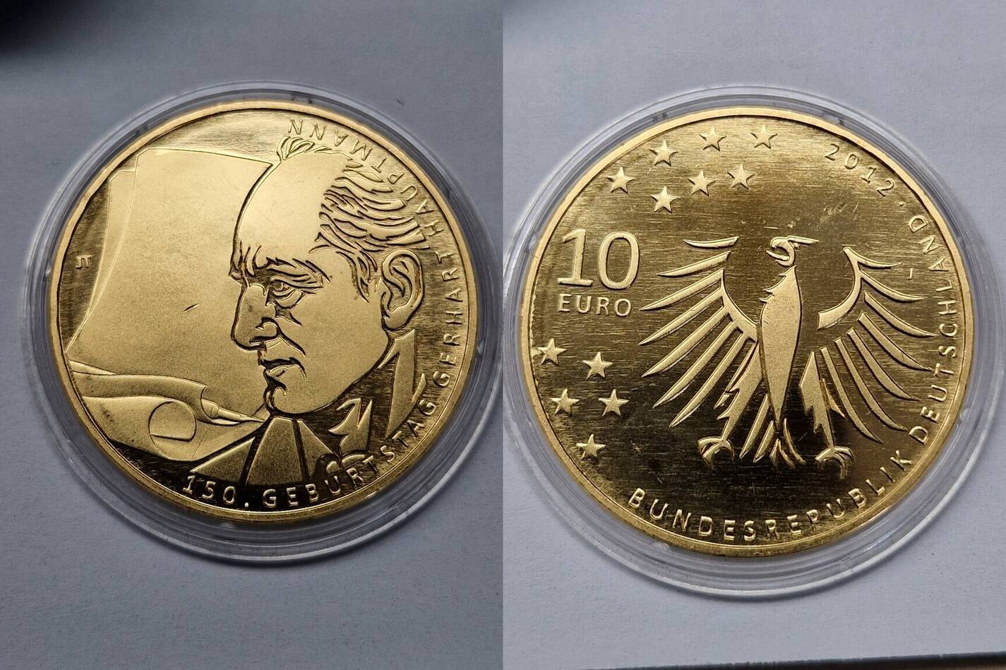 10 Euro 2012 150. Geburtstag Gerhart Hauptmann Vergoldet | MA-Shops