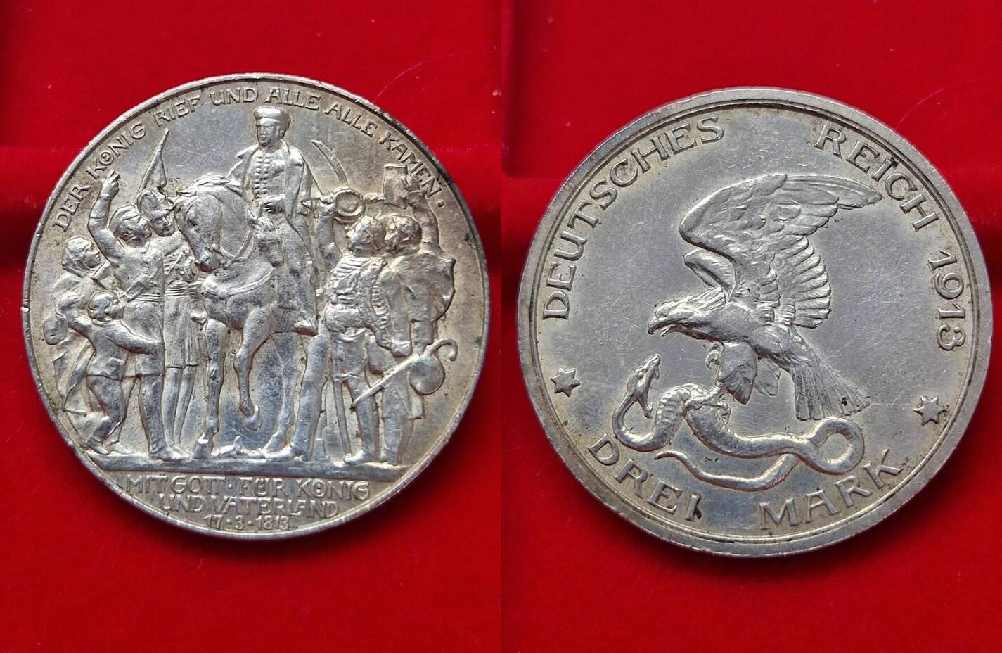 1913 3 Mark Preussen Wilhelm II Befreiungskriege Vz | MA-Shops