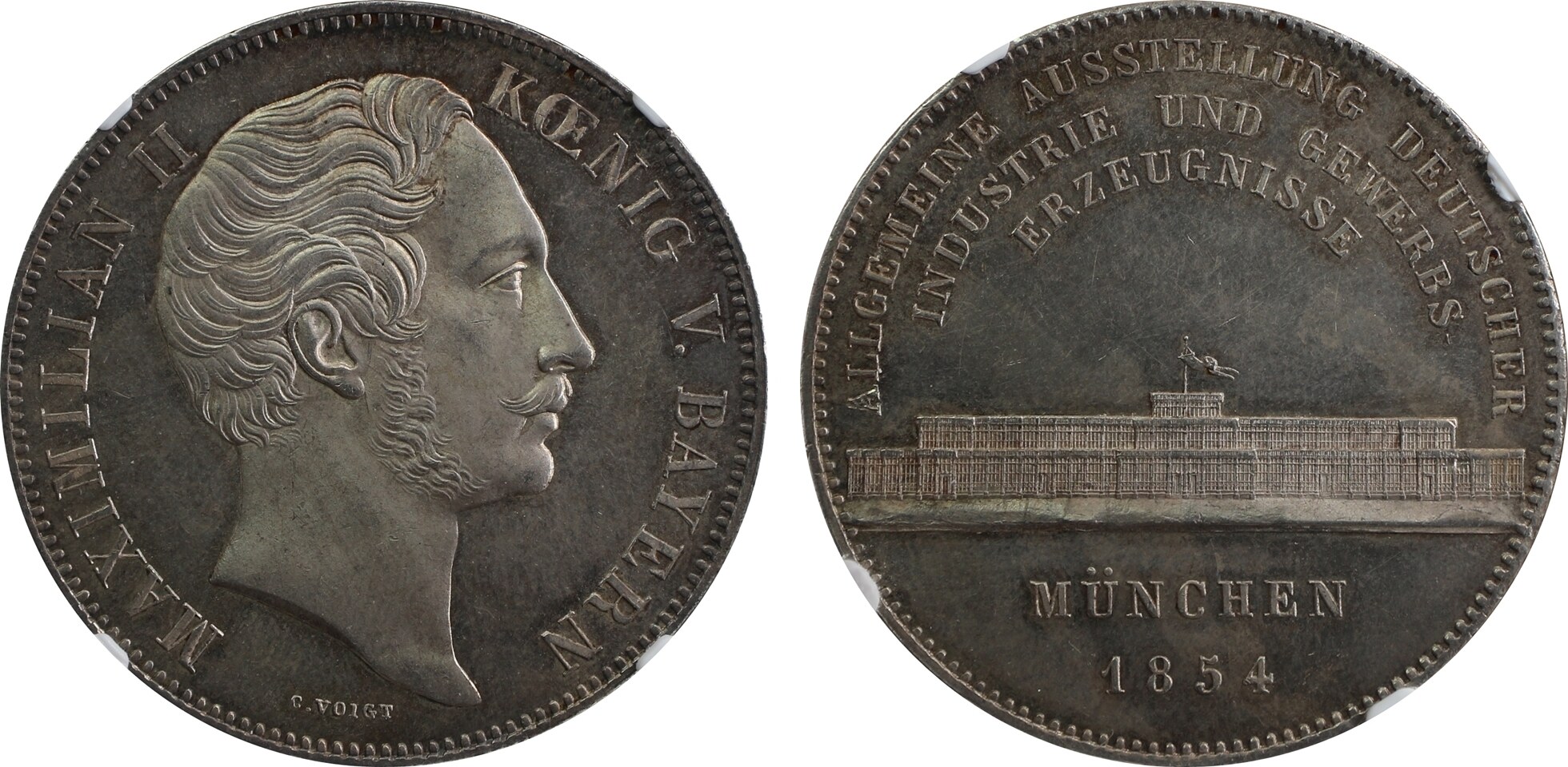 GERMANY 2T 1854 Bayern Maximilian Doppeltaler Glaspalast AKS 166 Thun ...