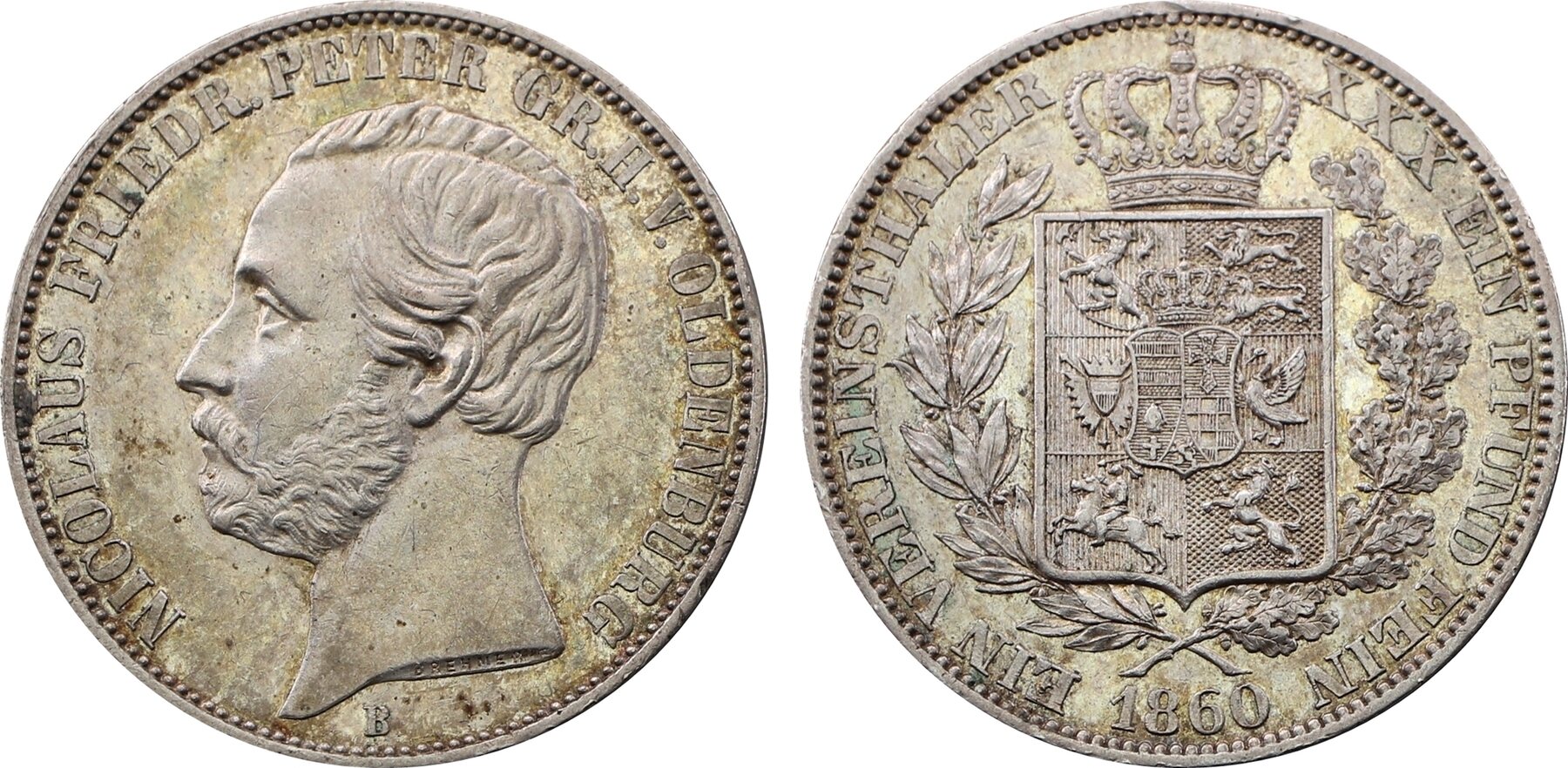 Oldenburg Taler 1860 Nicolaus Friedrich Peter vz-st | MA-Shops