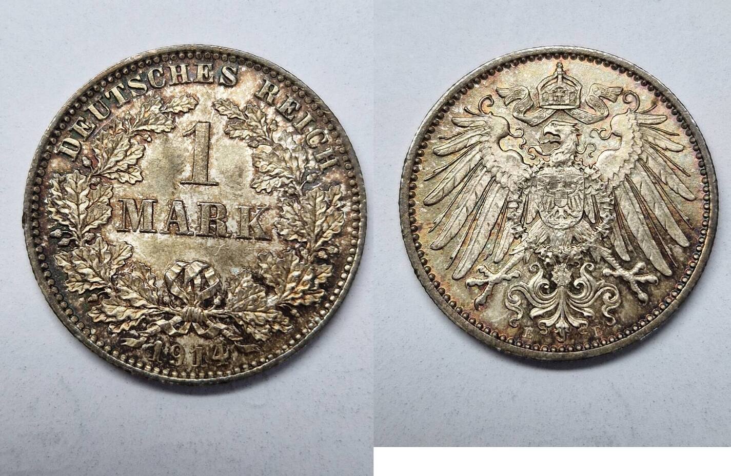 1914 E 1 Mark stempelglanz feine Tönung | MA-Shops