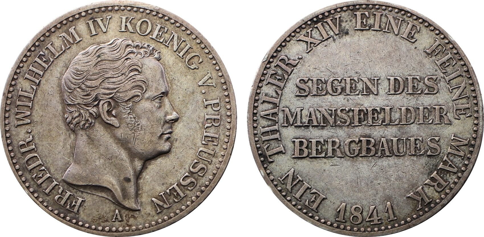 1841 A Ausbeutetaler Preussen 1841 Segen des Mansfelder Bergbaues ss-vz ...