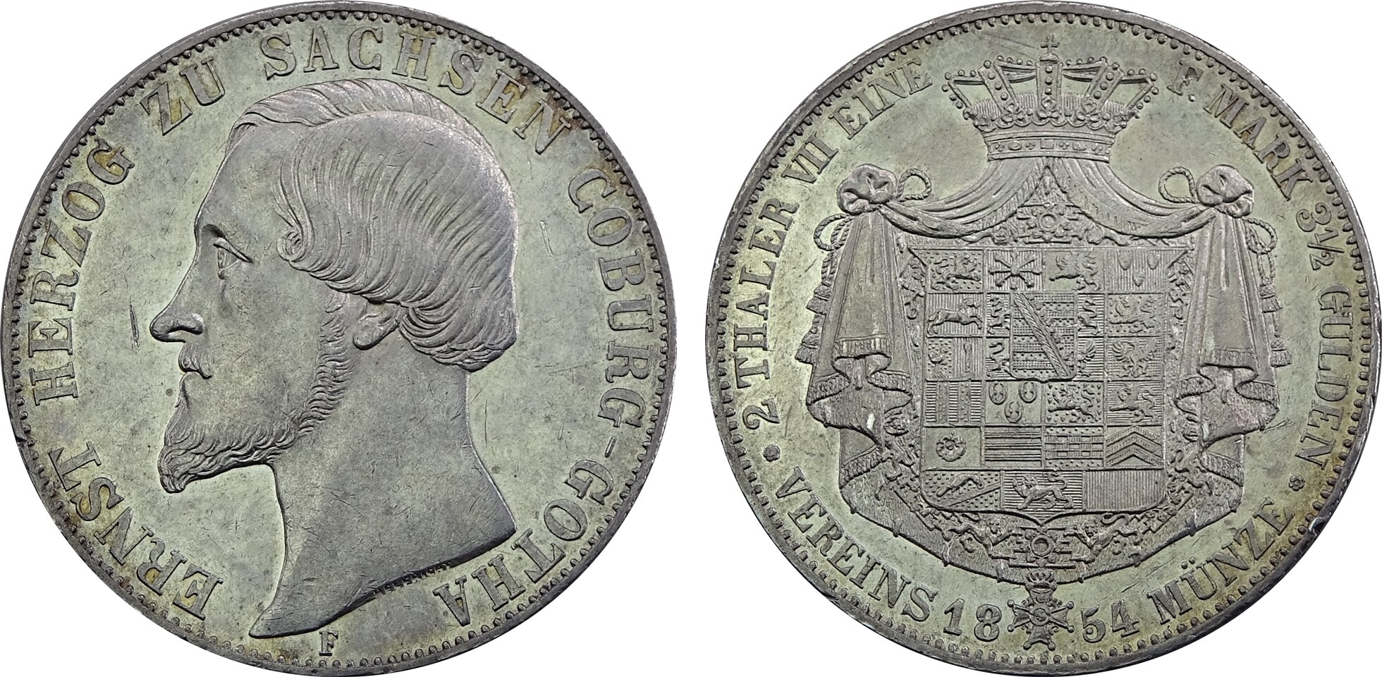 Sachsen Coburg Gotha Doppeltaler 1854 Ernst II vz | MA-Shops