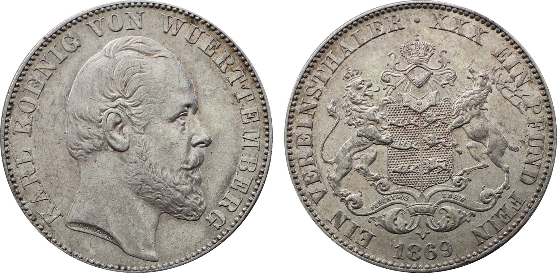 1869 Taler Württemberg vz/vz+ | MA-Shops