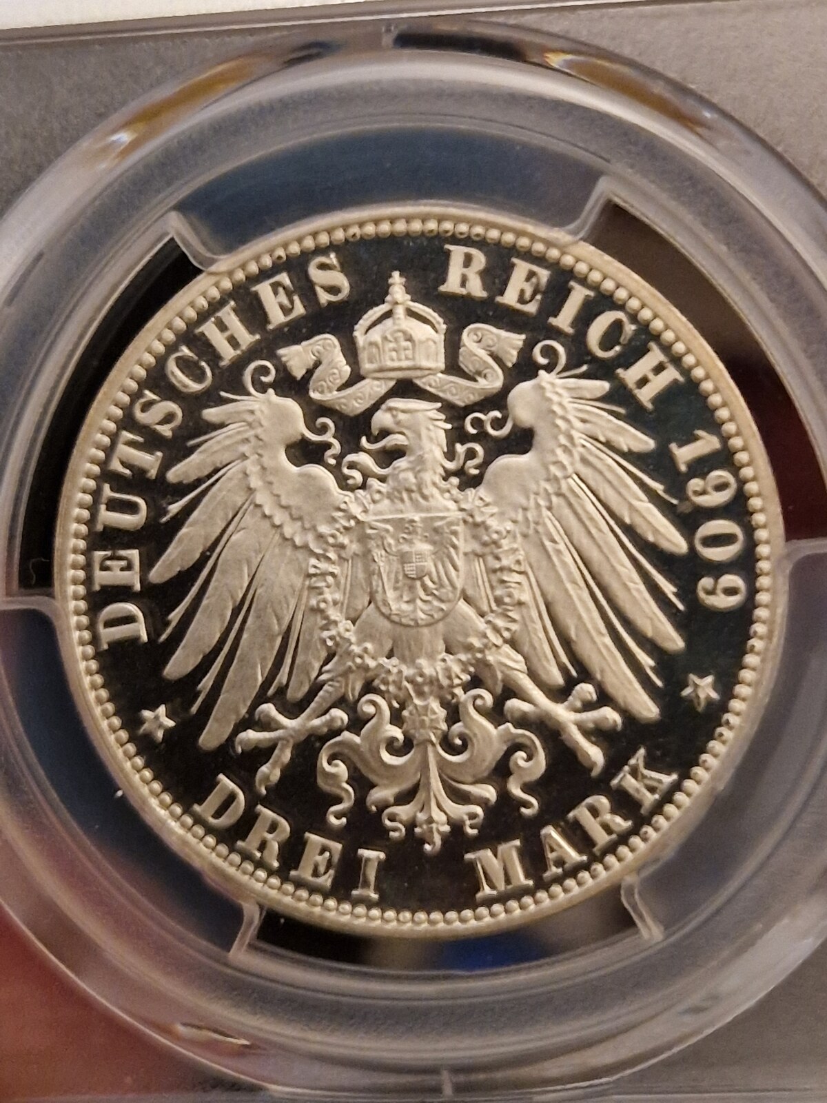Saxony 1909-E 3 Mark Sachsen PCGS PR65DCAM | MA-Shops