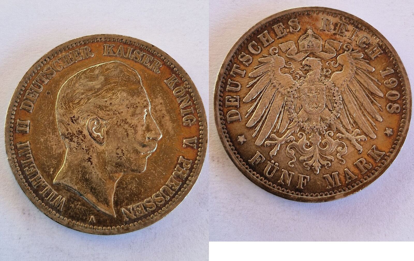1908 5 Mark Preussen Wilhelm II Jaeger 104 Ss | MA-Shops