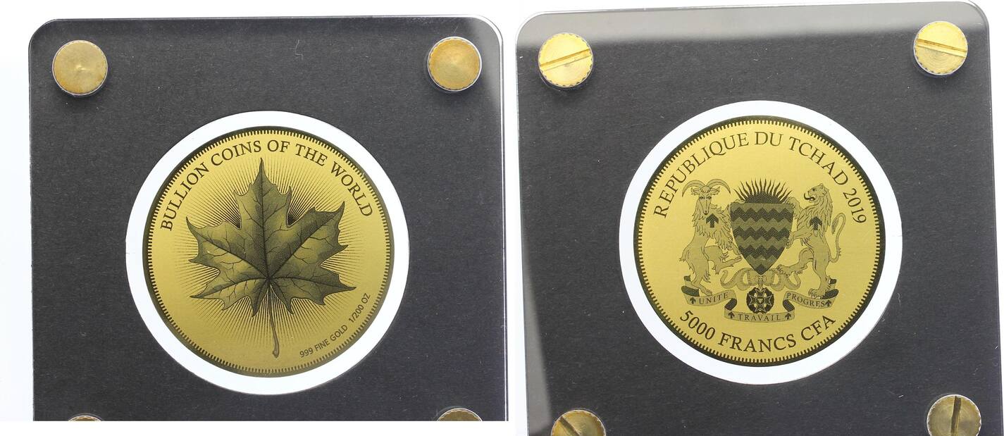 2019 TSCHAD 5000 Francs Gold 1/200 Unze Bullion Coins of the World ...