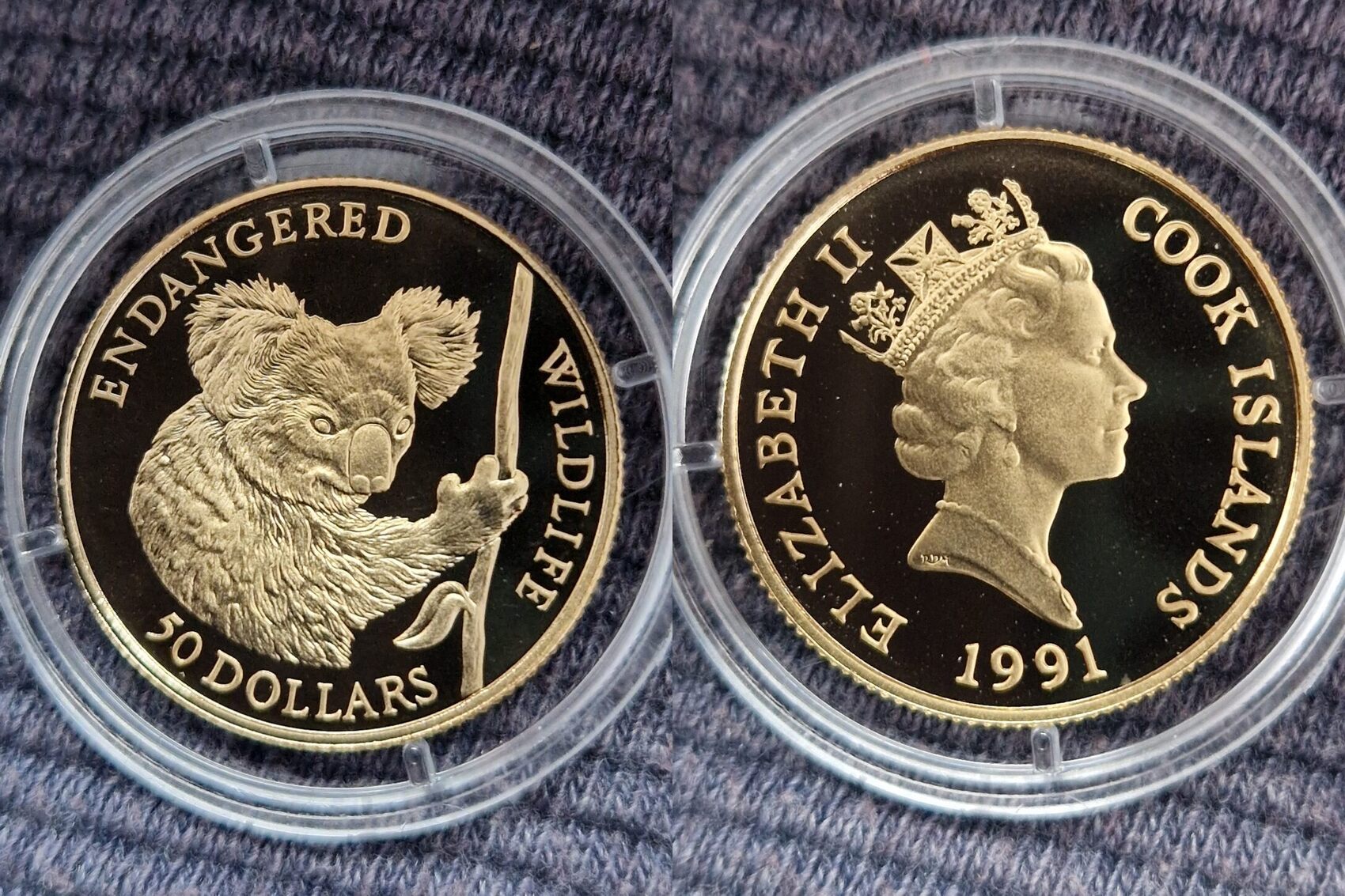 Cook Islands 50 Dollars 1991 Elizabeth II Koala Gold pp | MA-Shops
