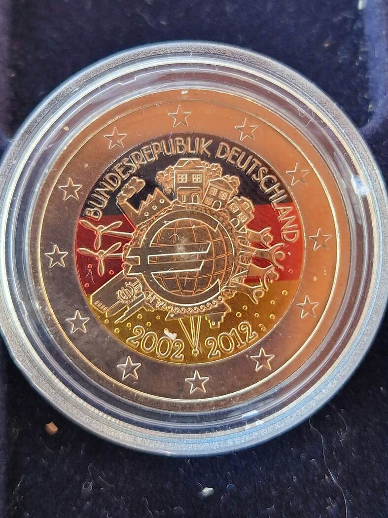2012 BRD 2 Euro 10 J. EURO BARGELD farbig | MA-Shops