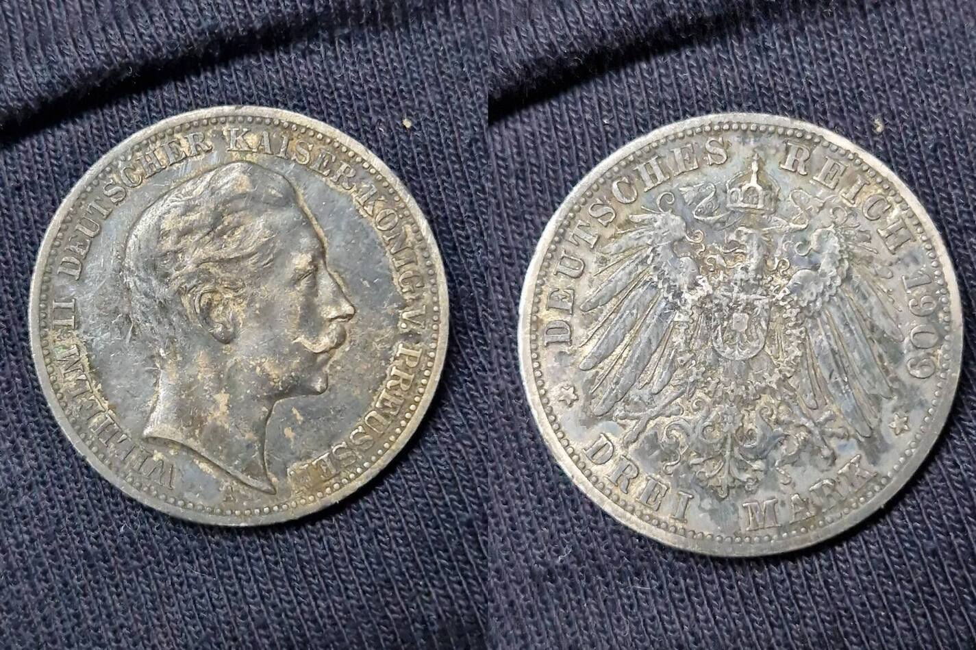 1909 3 Mark Preussen Wilhelm II ss | MA-Shops