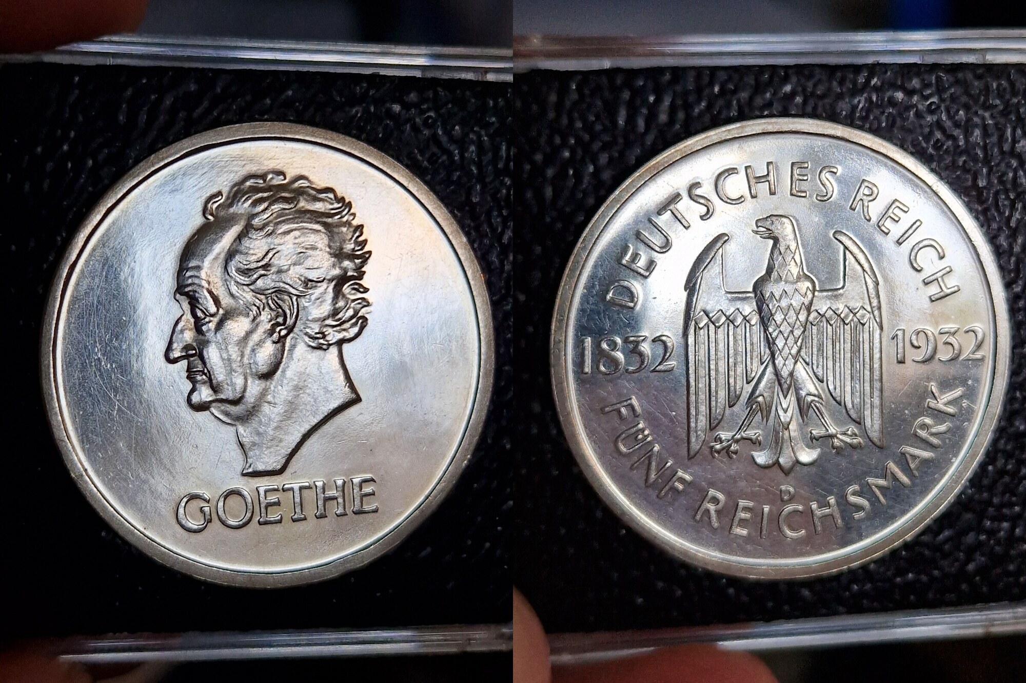 1932 D 5 Mark Johann Wolfgang von Goethe Jaeger 351 PP leicht berieben ...