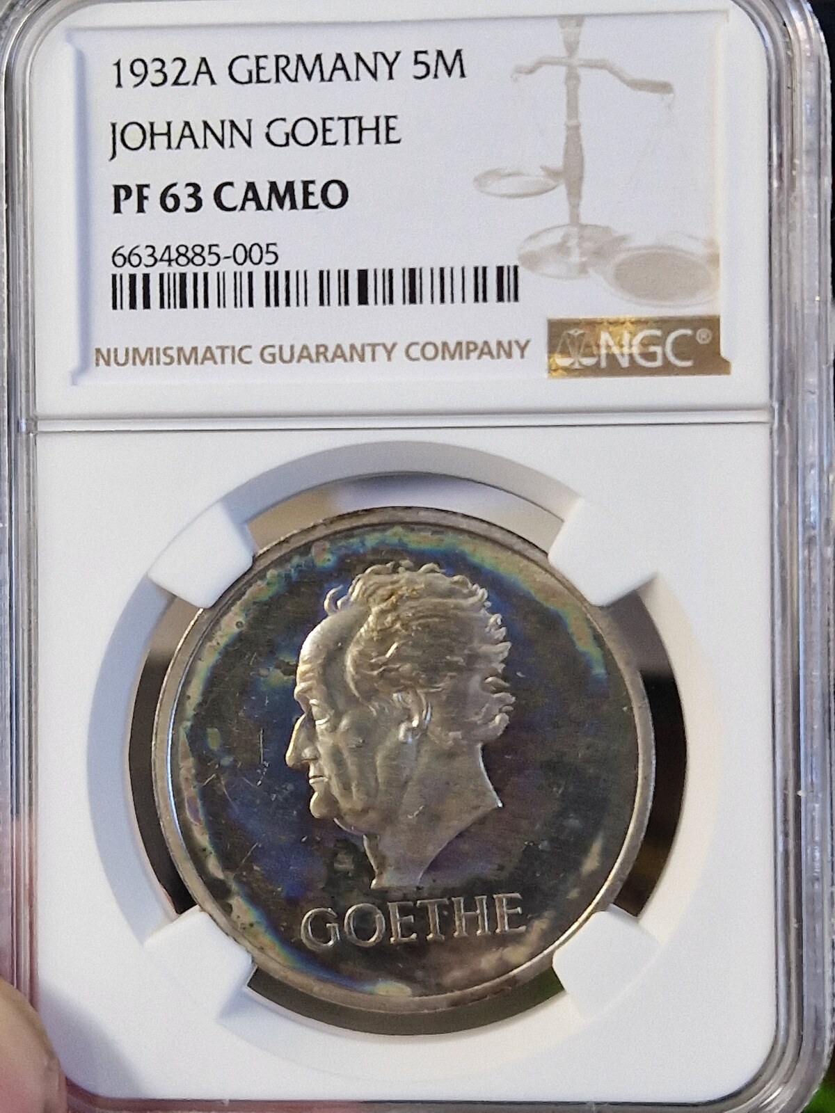 GERMANY 1932A 5 Mark Goethe NGC PF 63 CAMEO | MA-Shops
