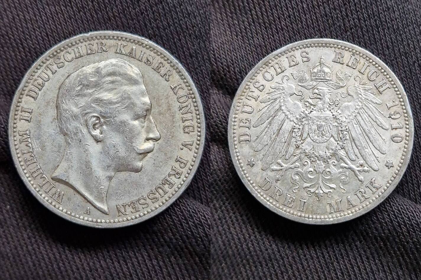 1910 3 Mark Preussen Wilhelm II ss | MA-Shops