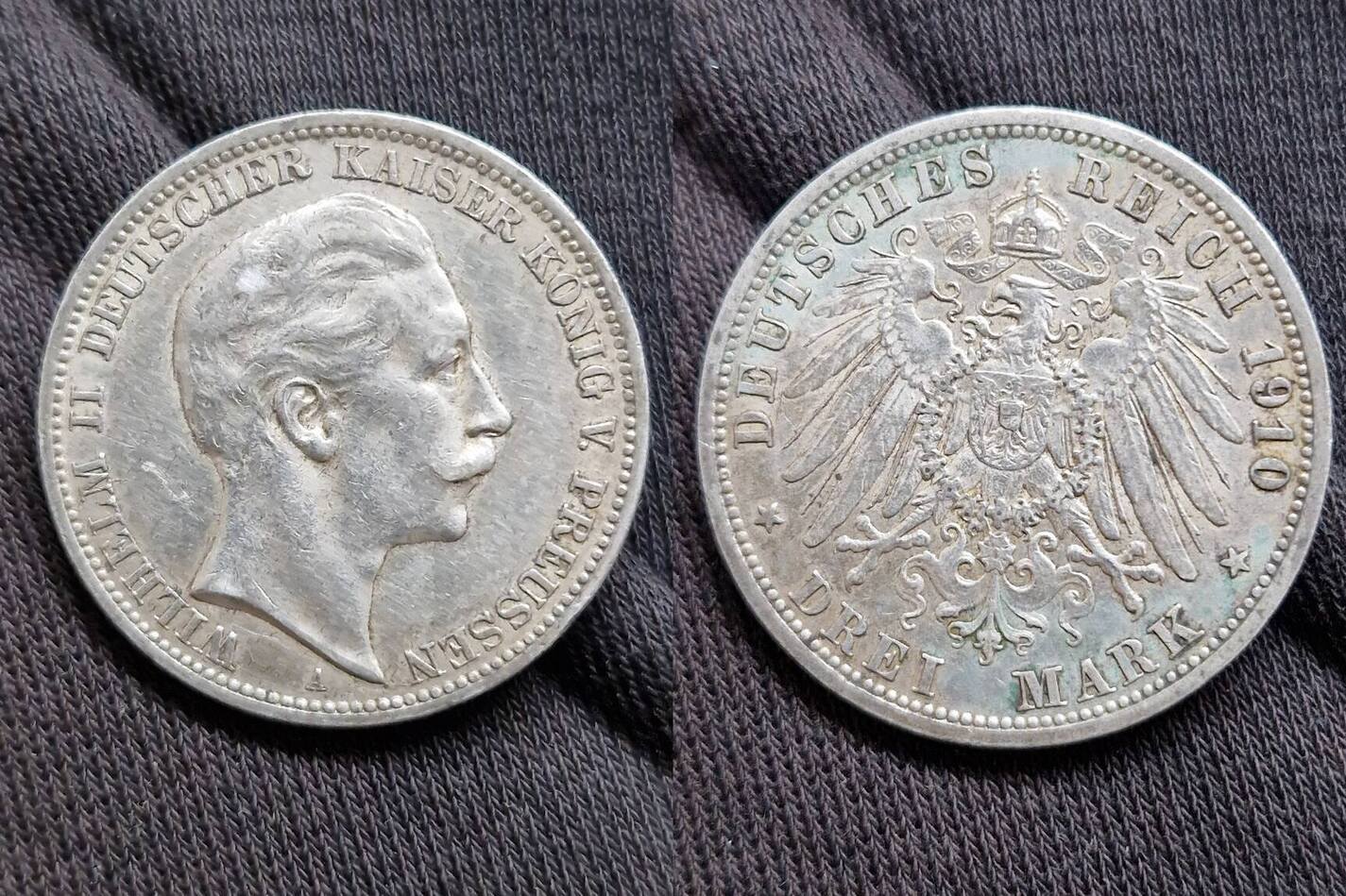 1910 3 Mark Preussen Wilhelm II ss | MA-Shops