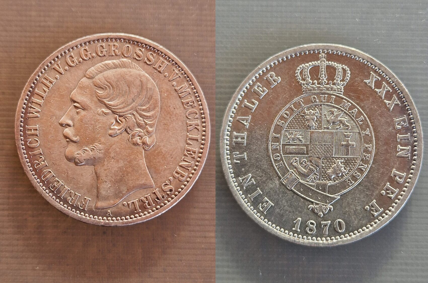 Mecklenburg Strelitz Taler 1870 Friedrich Wilhelm AKS 71 Fast vz | MA-Shops