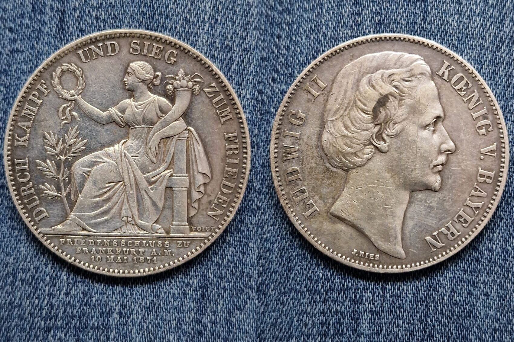 Bayern Taler 1871 Siegestaler - König Ludwig II. von Bayern fast vz ...