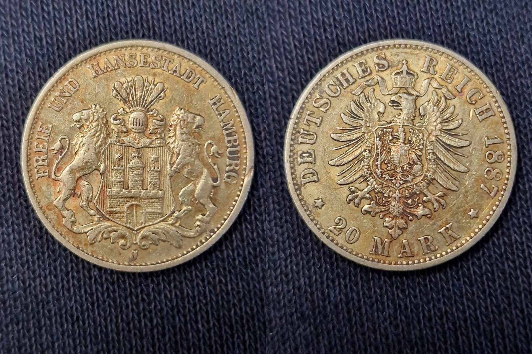 1887 20 Mark Hamburg Jaeger 210 !!no Paypal!! ss-vz min Randfehler | MA ...