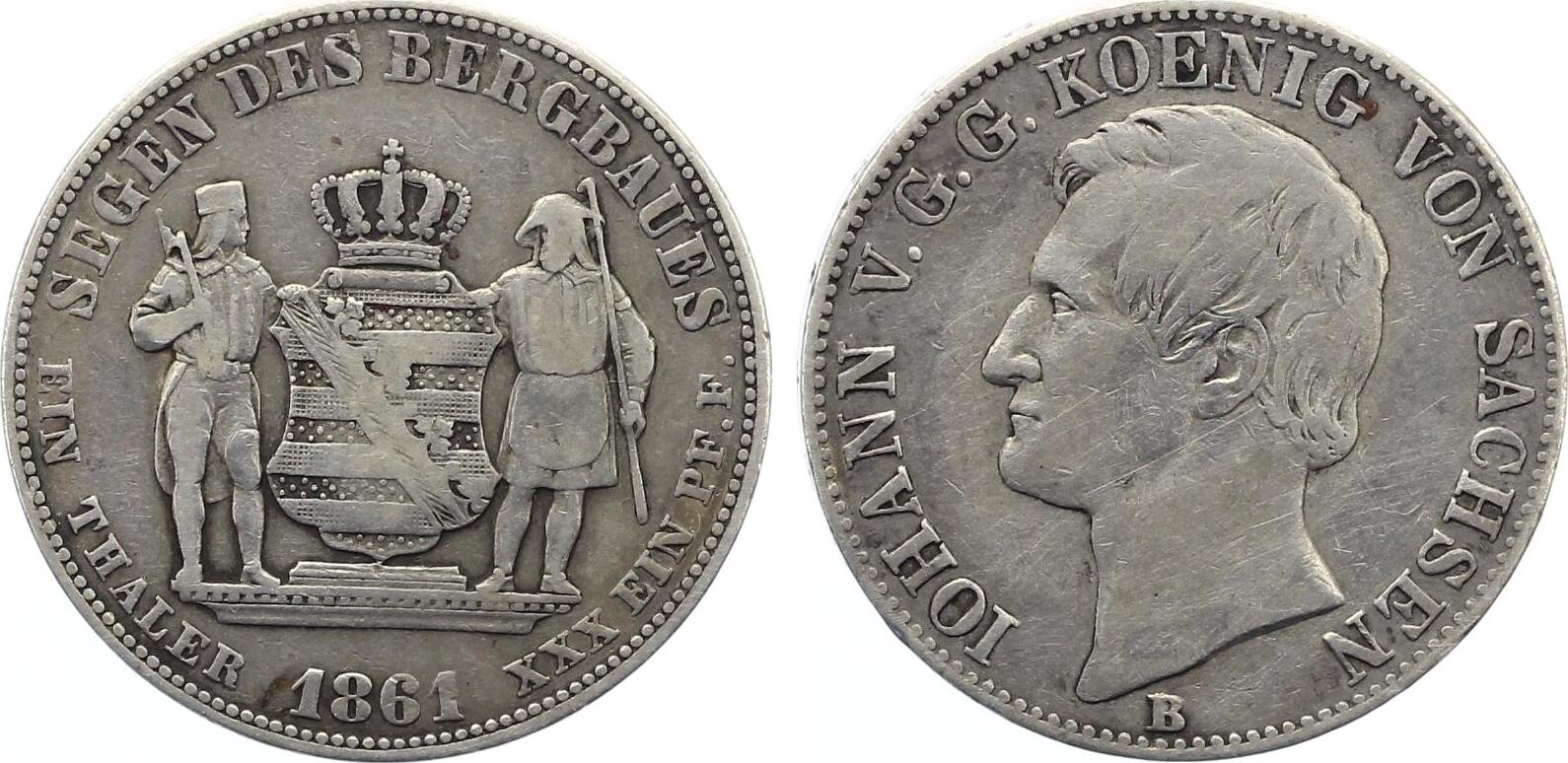 Taler Sachsen 1861 Ausbeutetaler ss | MA-Shops