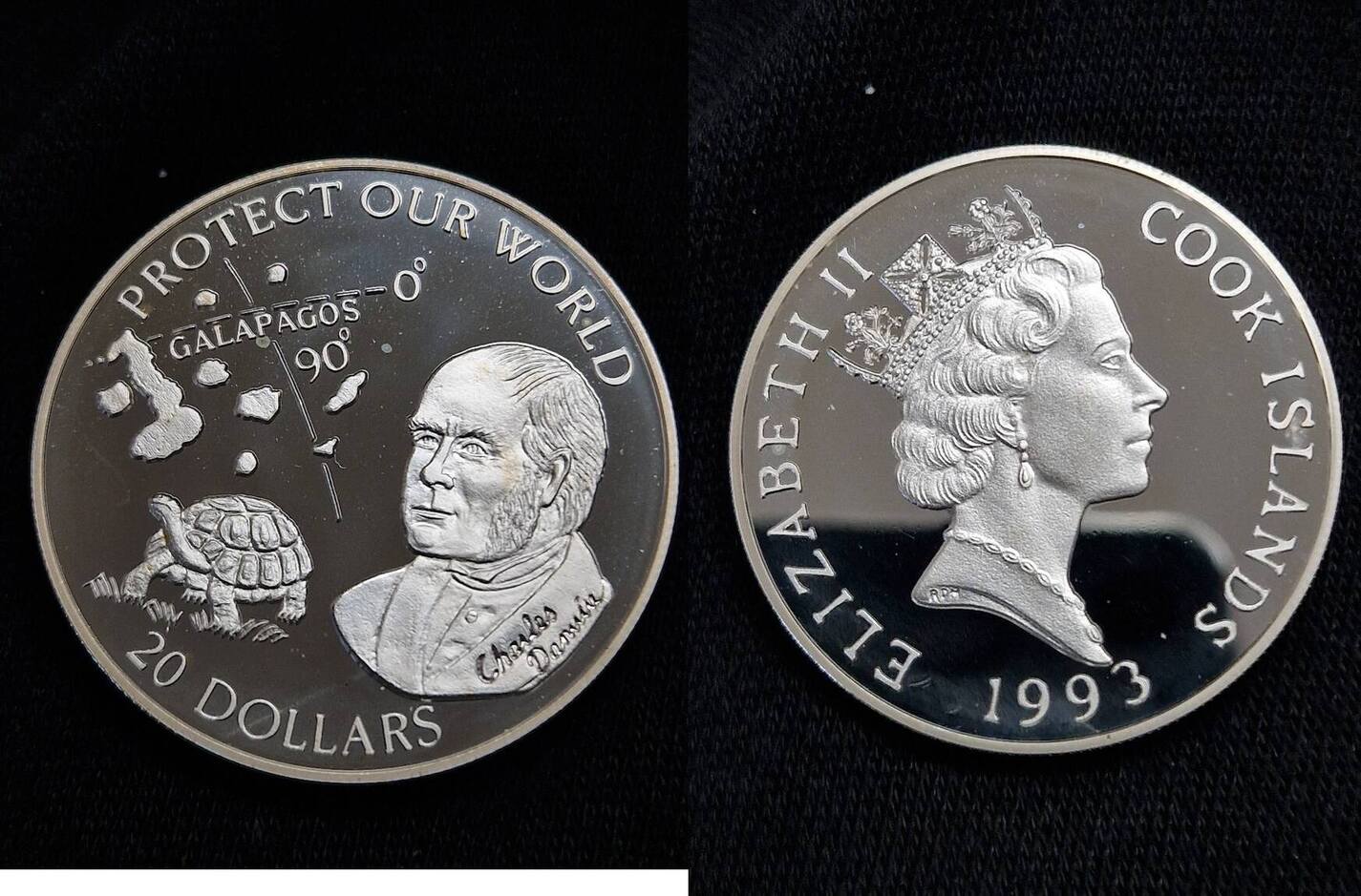 1993 20 Dollars Cook Islands Protect our World 31,1g 925 Silber pp | MA ...