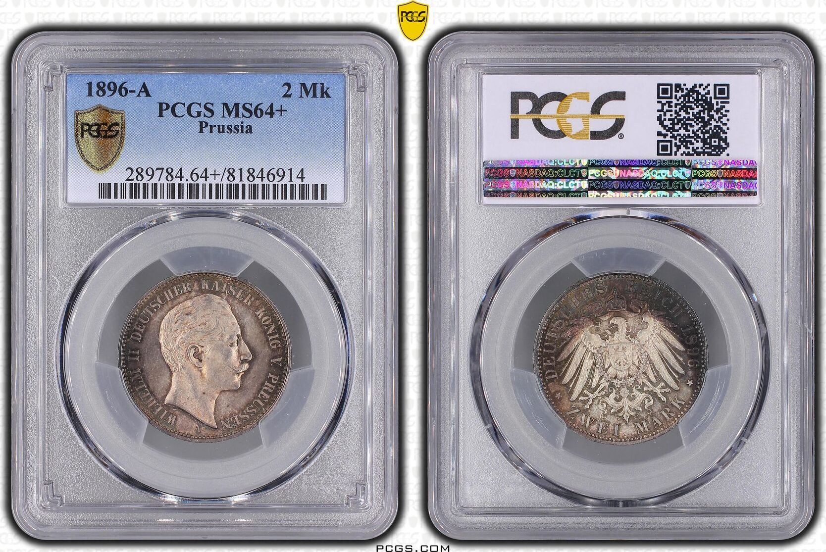 Prussia 1896-A 2 Mark Preussen PCGS MS64+ | MA-Shops