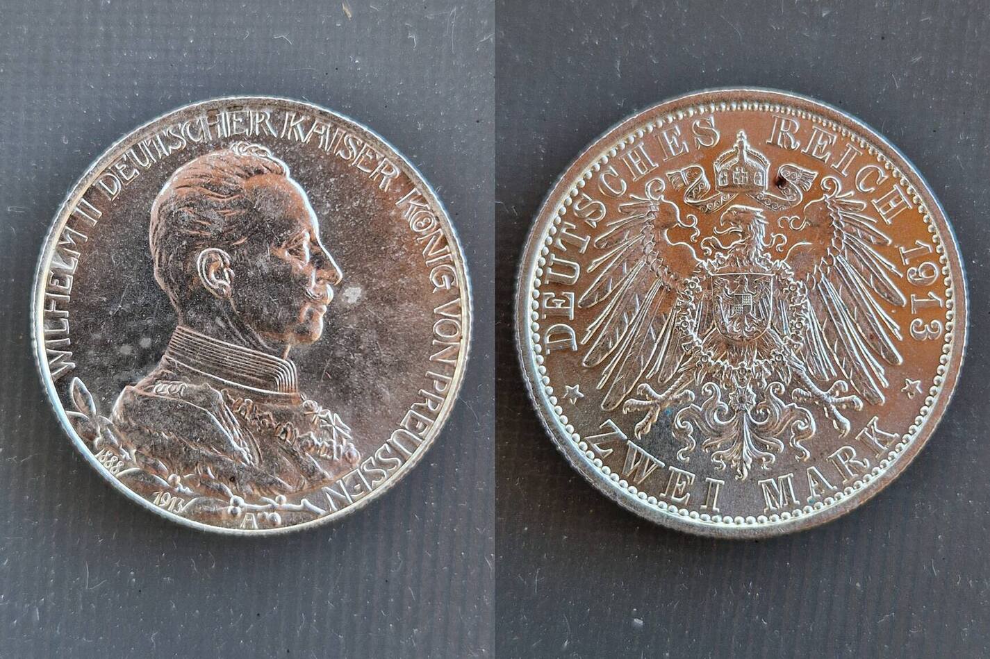1913 2 Mark Preussen Wilhelm II 25 jähriges Regierungsjubiläum Jaeger ...