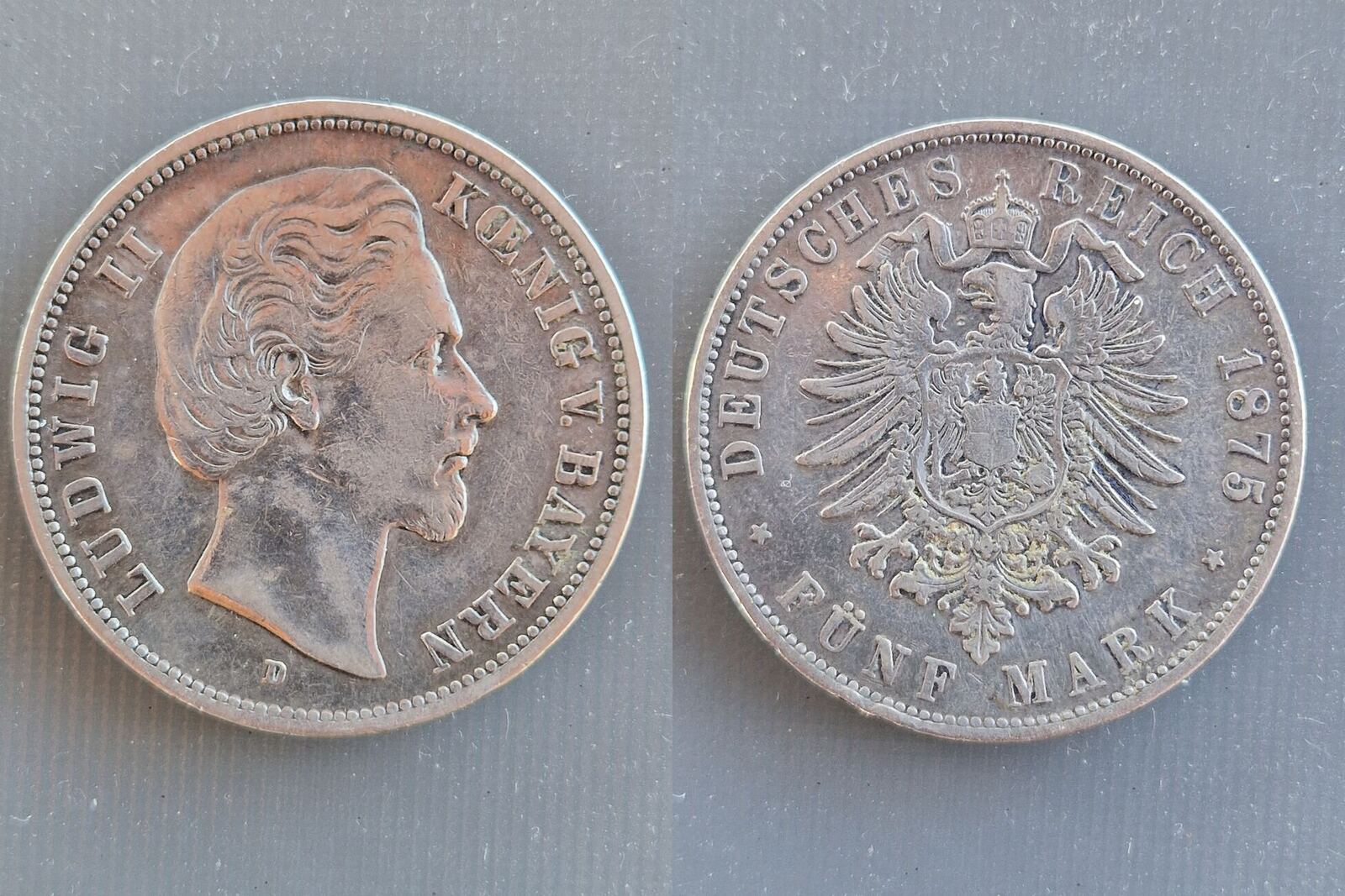 1875 5 Mark Bayern Ludwig II ss | MA-Shops