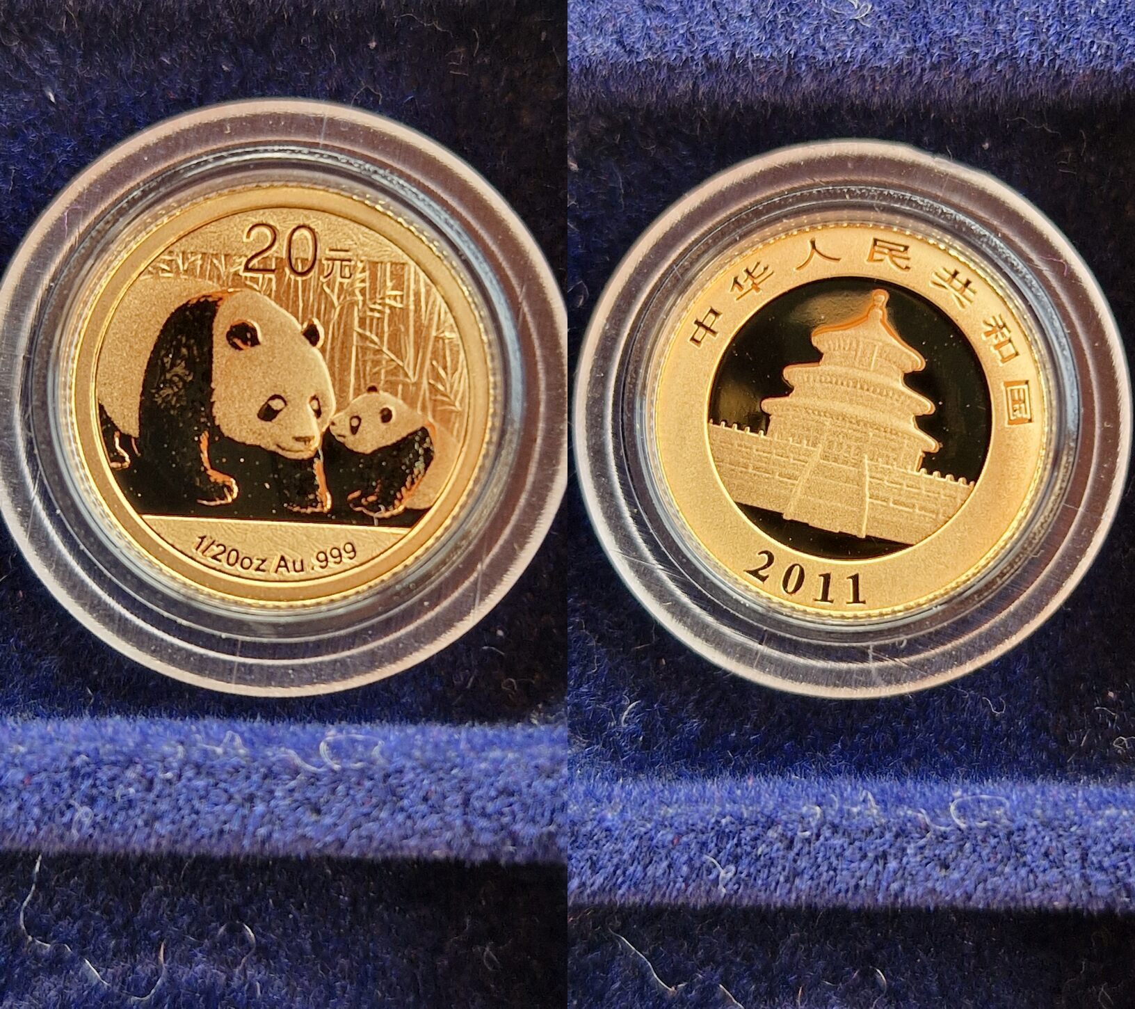 2011 China 20 Yuan Panda 1/20 Unze Gold Bankfrisch | MA-Shops