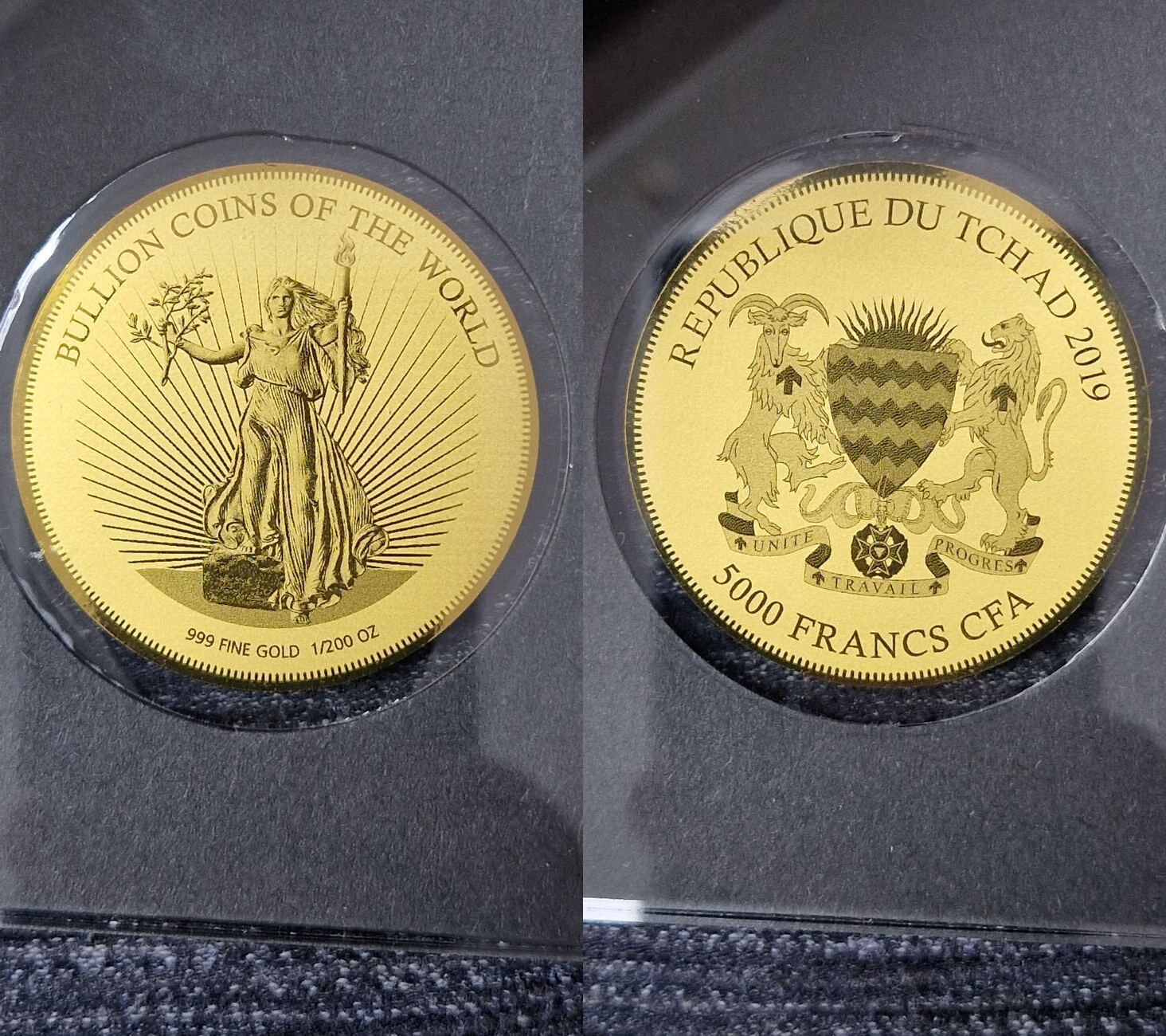 2019 TSCHAD 5000 Francs Gold 1/200 Unze Bullion Coins of the World ...