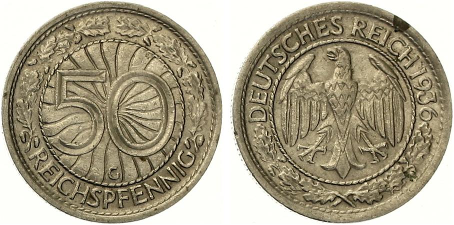1936 G 50 Reichspfennig ss-vz | MA-Shops