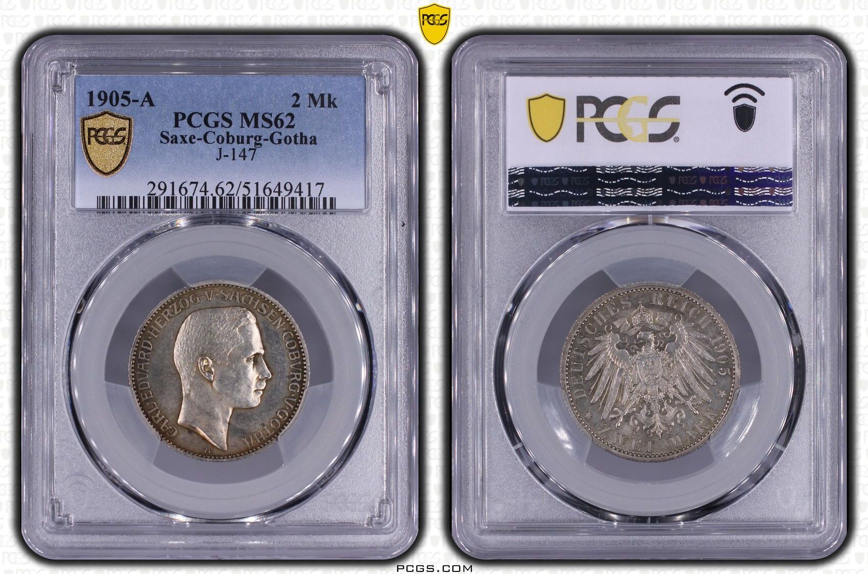 Saxe-Coburg-Gotha 2 Mk 2 Mark Sachsen Coburg Gotha 1905 Carl Eduard ...