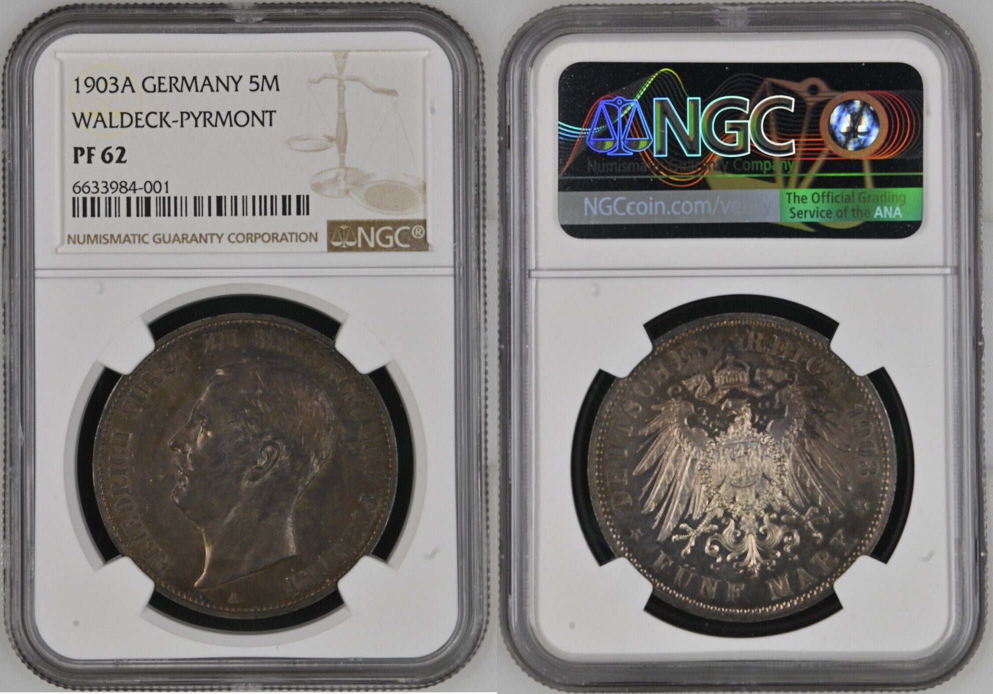GERMANY 1903A 5 Mark Waldeck und Pyrmont 1903 Friedrich Jaeger 171 NGC ...